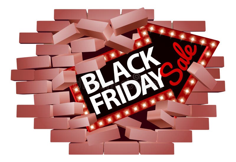 Black Friday Sale Sign Brick Wall Breaking Concept Stock Vector ...