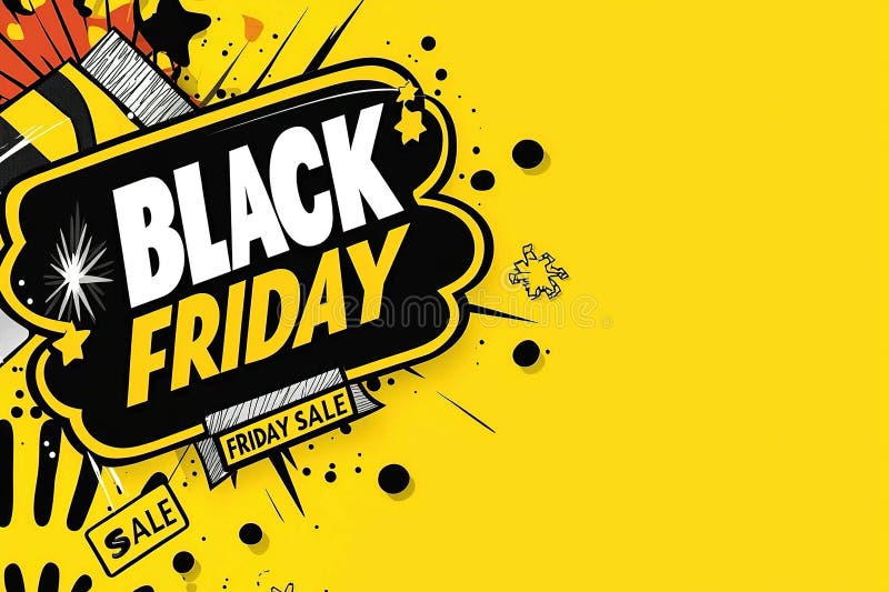 Black Friday Sale Yellow Banner. Web Banner Design with Text BLACK ...