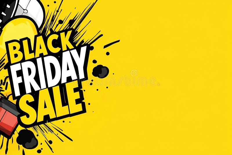 Black Friday Sale Yellow Banner. Web Banner Design with Text BLACK ...