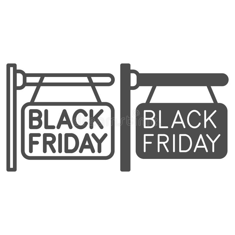 Black Friday Store Signboard Line and Solid Icon, Bi Sales Concept ...