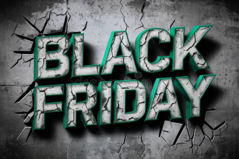 Black Friday Text Breaking through Cracked Concrete Background Stock ...