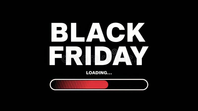 Black Friday Text with Red Loading Progress Bar on Black Background ...