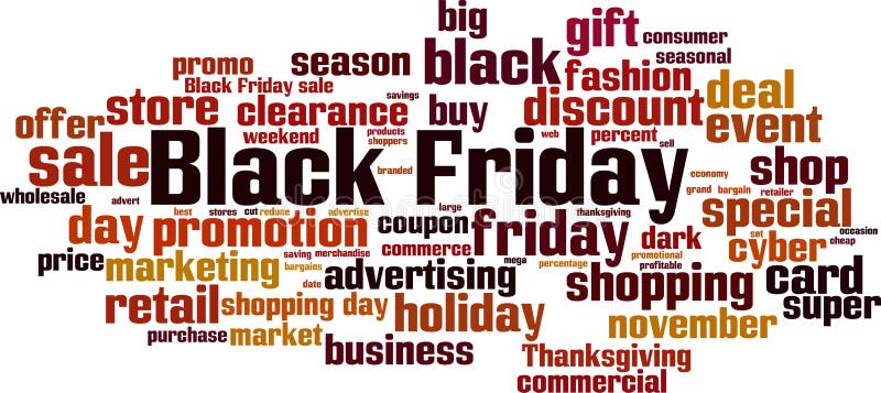 Black friday word cloud stock vector. Illustration of promotion - 195895266