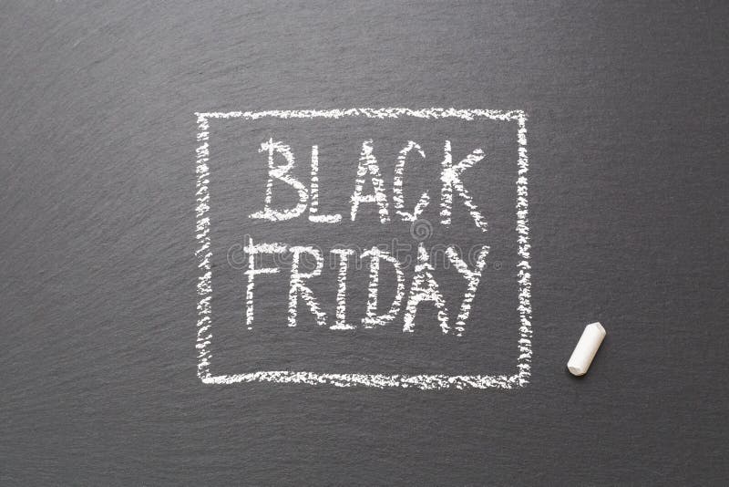 Black Friday Word Written in White Chalk on Black Stone Background ...