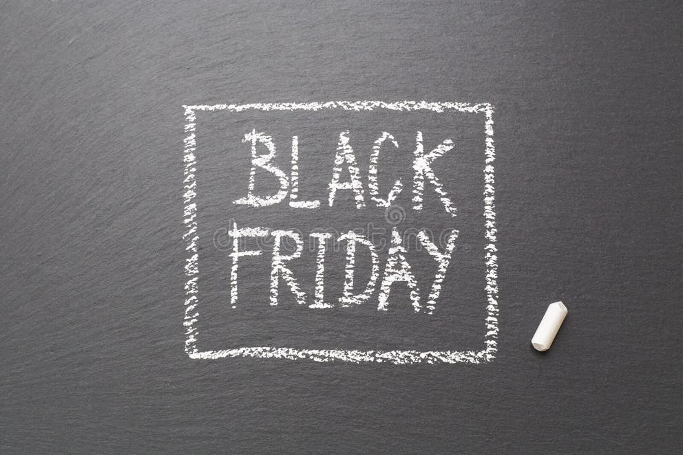 Black Friday Word Written in White Chalk on Black Stone Background ...