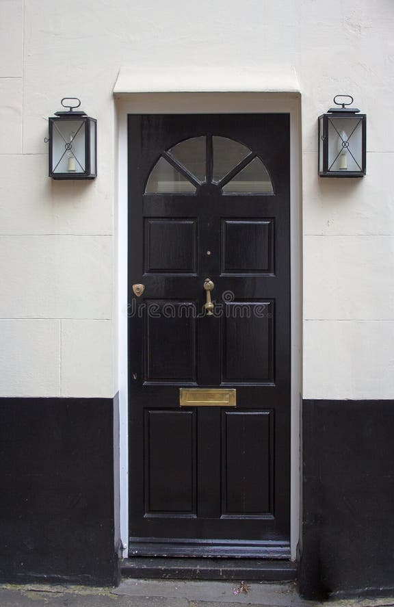 Black front door stock image. Image of doorstep, door - 1207925