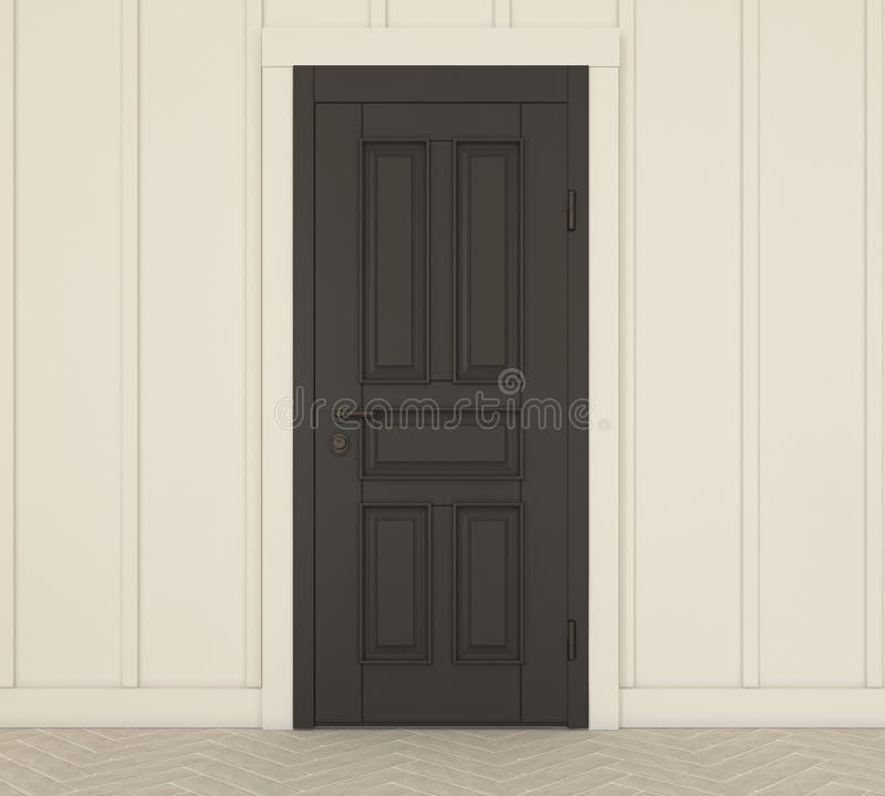 Black Front Door. 3d Render Stock Illustration - Illustration of facade ...
