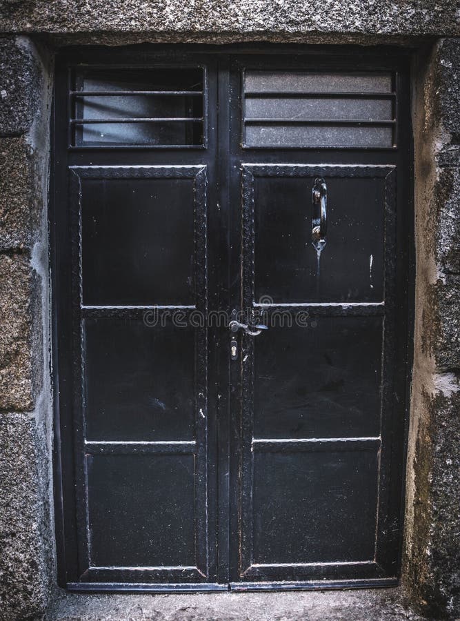 Black Front Iron Door of a House. Stock Photo - Image of architecture, ancient: 296554892