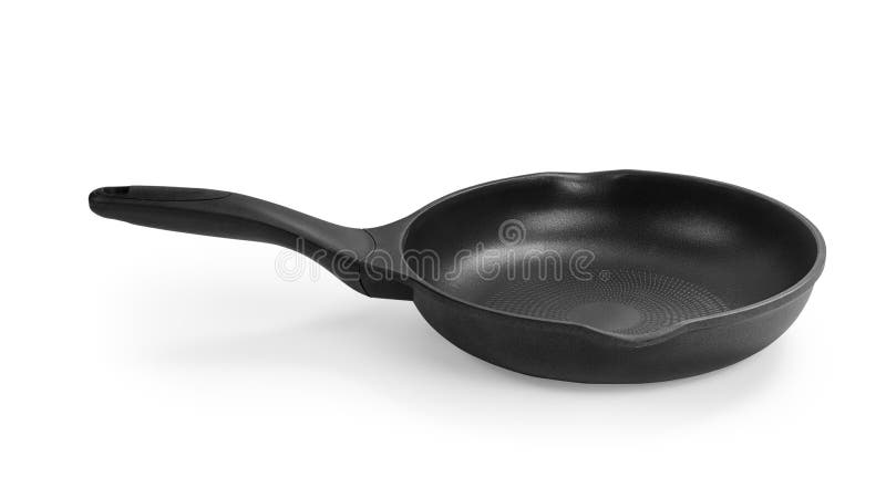 Black Frying Pan Side View Isolated on White with Clipping Path Stock ...