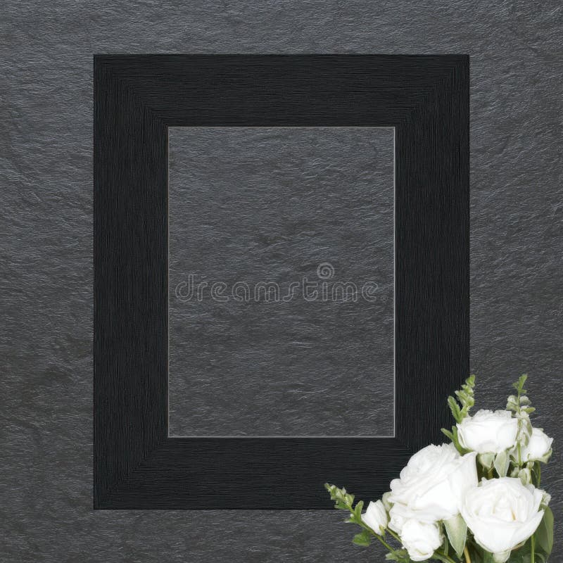 Black Funeral Frame Featuring Delicate White Flowers for Remembrance ...