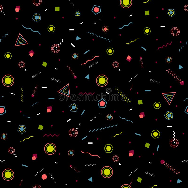 Black Funky Round Confetti Vector Seamless Print Stock Vector ...