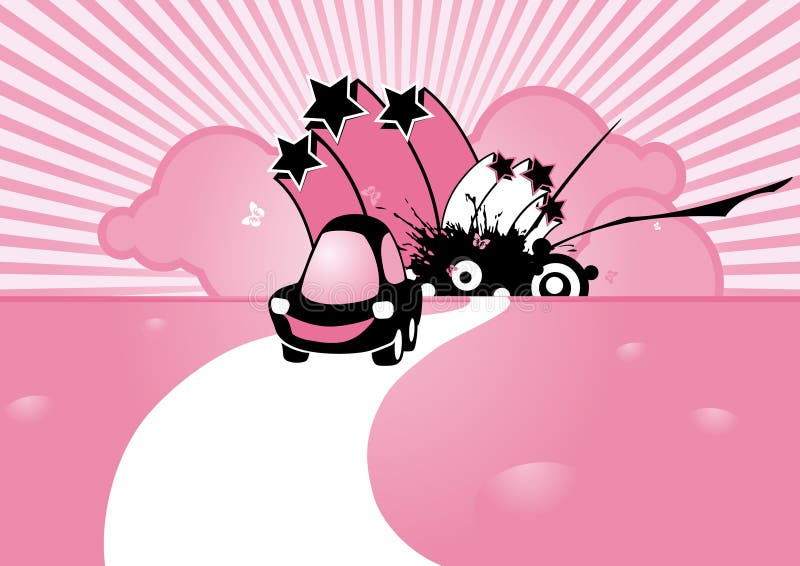 Black Funky Car on Blue Background. Stock Vector - Illustration of ...