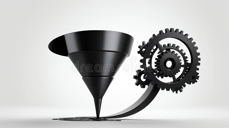 Black Funnel with Gears Abstract Concept Stock Illustration ...