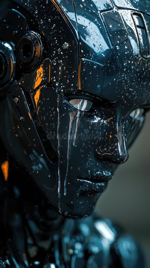 Black Futuristic Android with Reflective Metal Surface Stock Photo ...