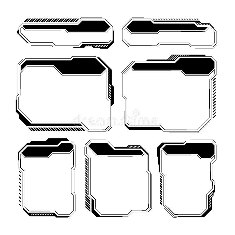 Black Futuristic HUD or UI Elements. Sci-fi User Interface Text Boxes ...