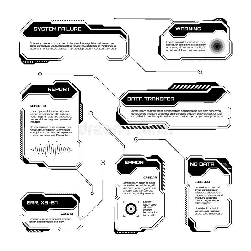 Black Futuristic HUD, UI Elements. Sci-fi User Interface Text Boxes ... Black Futuristic HUD, UI Elements. Sci-fi User Interface Text Boxes ...