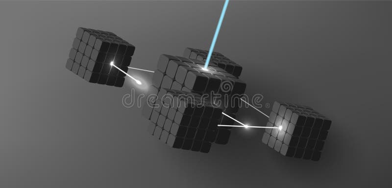 Black Futuristic Structure of Composed Cubes Conected with Glowing ...