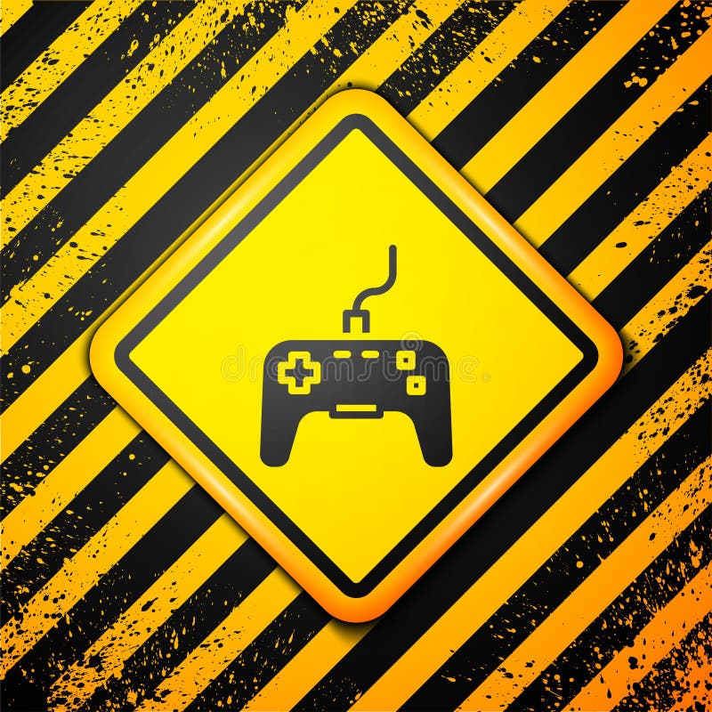 Black Gamepad Icon Isolated on Yellow Background. Game Controller ...