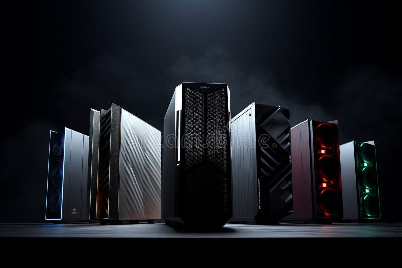 Black Gaming Computer with Colorful Lights in Dark Room - Ai Generated ...