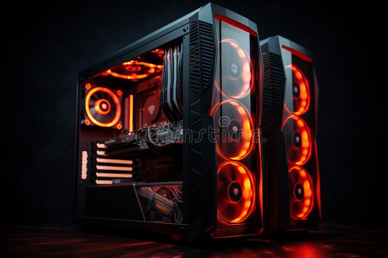 Black Gaming Computer with Colorful Lights in Dark Room - Ai Generated ...