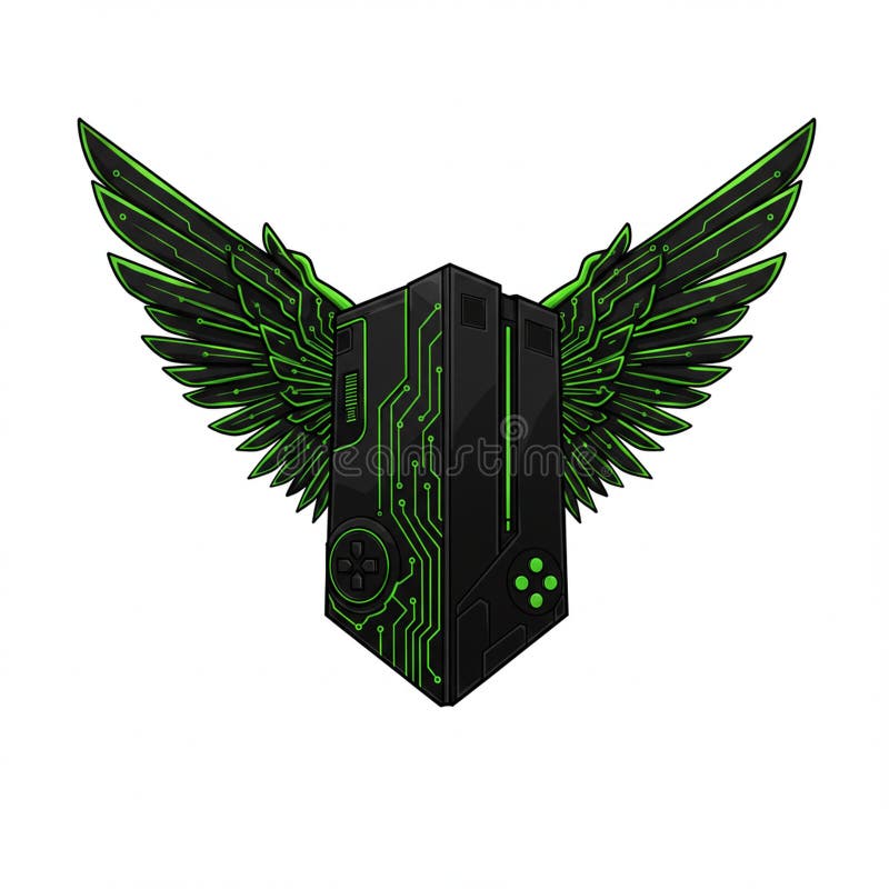 A Black Gaming Console or PC Tower Design is Adorned with Circuit ...