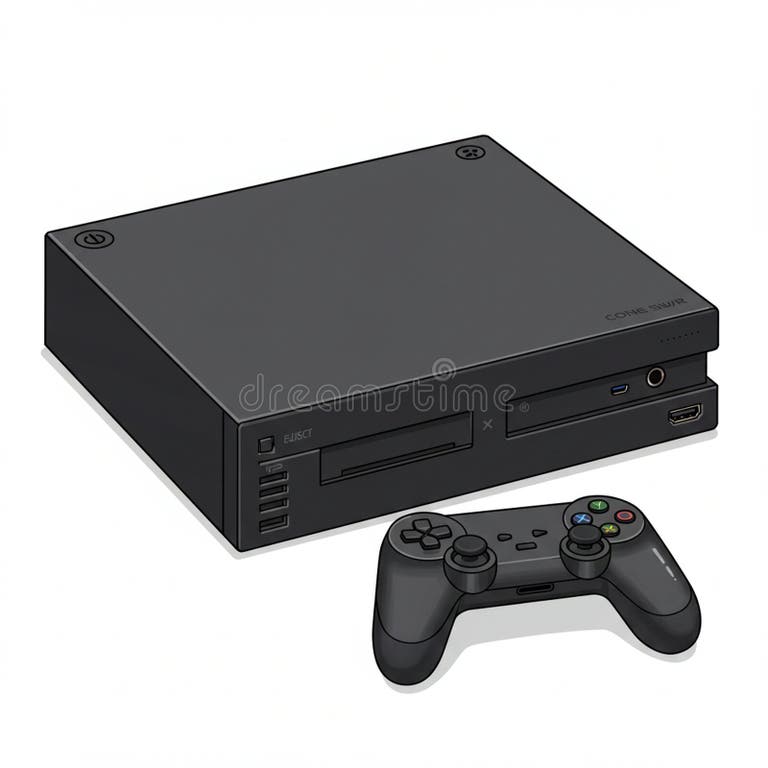A Black Gaming Console with a Rectangular Design Features a Front Slot ...