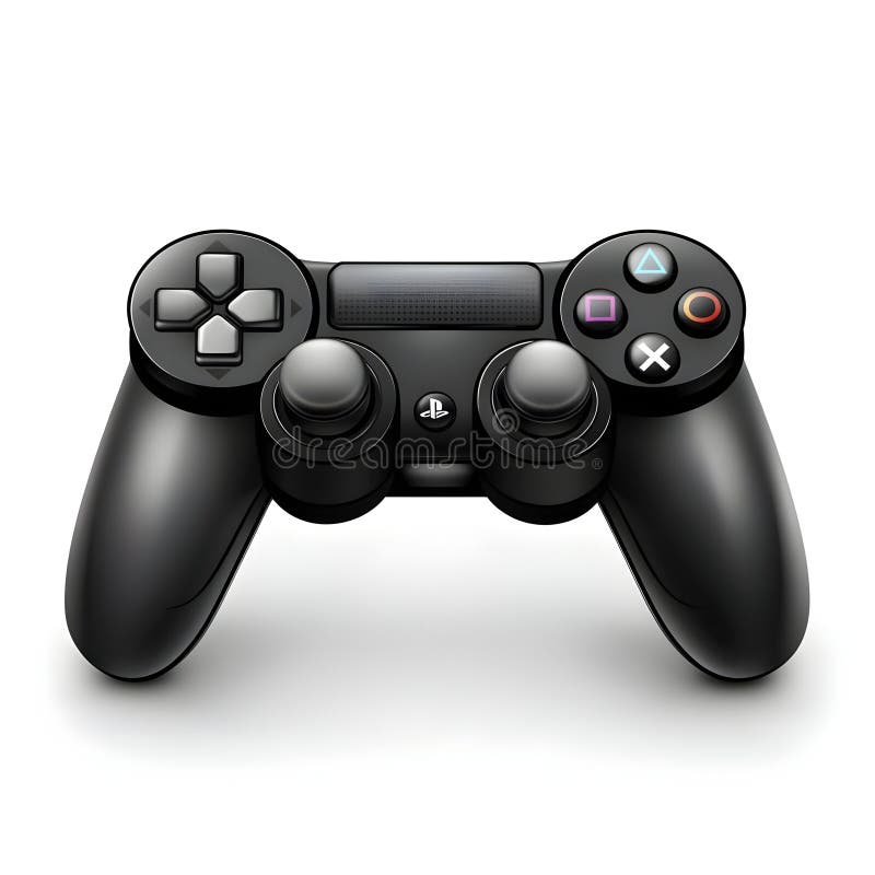 Black Gaming Controller with Analog Sticks Buttons and Symbols on a ...