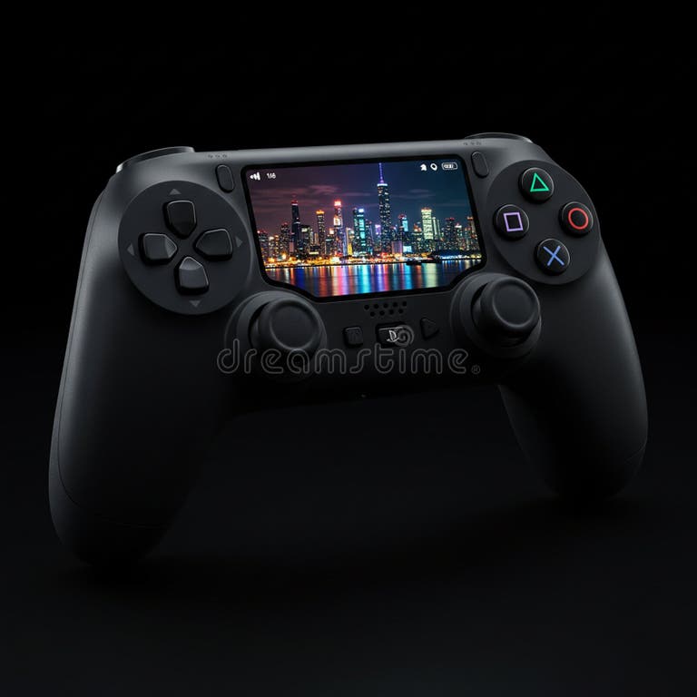 A Black Gaming Controller Features a Digital Display on Its Touchpad ...