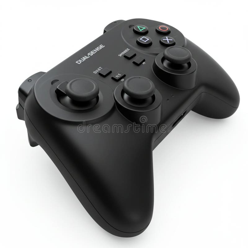Black Gaming Controller Featuring Dual Analog Sticks, Four Face Buttons ...
