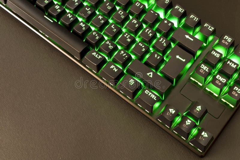 Black Gaming Keyboard with Backlight. Close Up Stock Photo - Image of ...