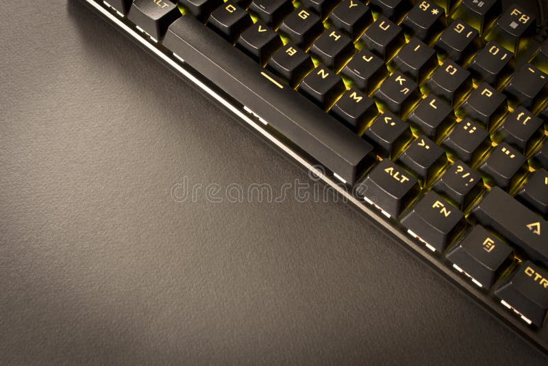 Black Gaming Keyboard with Backlight. Close Up Stock Image - Image of ...