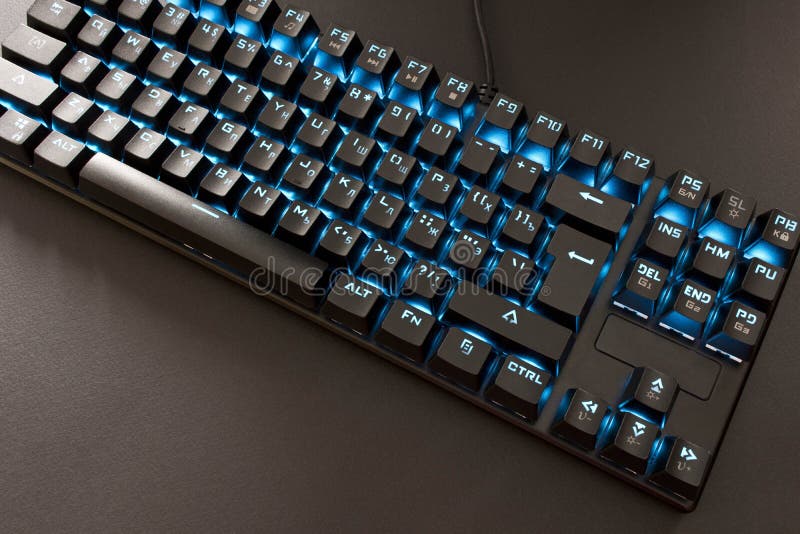 Black Gaming Keyboard with Backlight. Close Up Stock Image - Image of ...