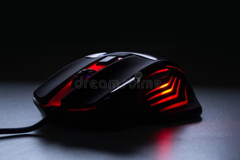 Black Gaming Mouse with Red Light Stock Image - Image of keys, black ...