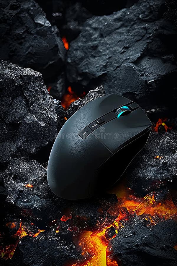 A Black Gaming Mouse on Top of a Pile of Rocks Stock Photo - Image of ...