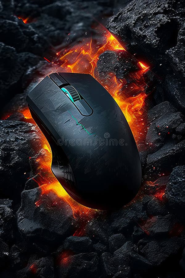 A Black Gaming Mouse on Top of a Pile of Rocks Stock Photo - Image of ...