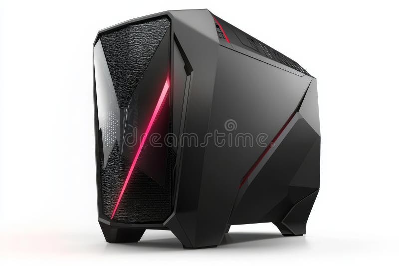 Black Gaming PC Case with RGB Lighting. Stock Image - Image of graphic ...