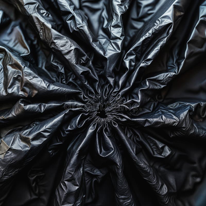 Black Garbage Bag with Central Hole Stock Photo - Image of recycling ...