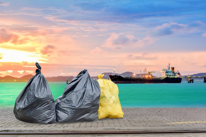 Garbage Bag on Floor of Cargo Deck Ship. Stock Photo - Image of garbage ...