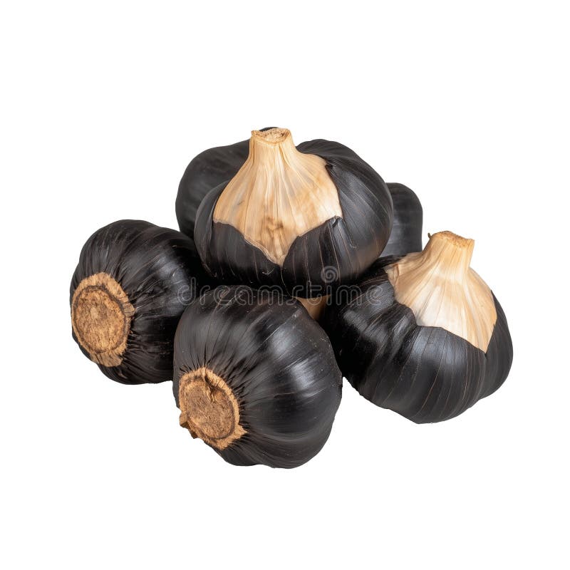 Black Garlic Bulbs with Unique Texture and Shape on Transparent ...