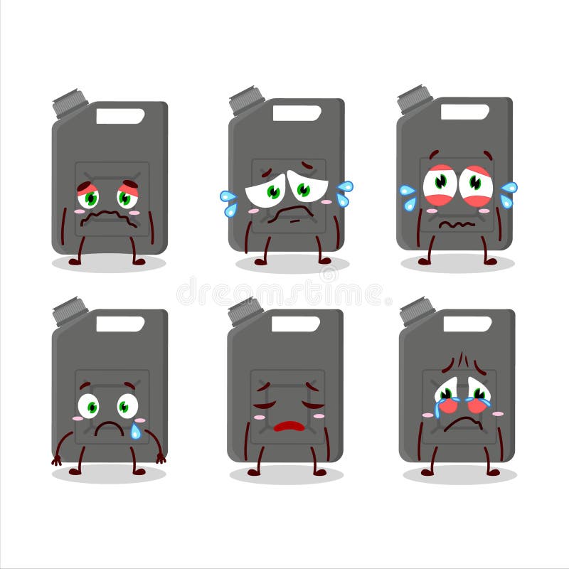 Black Gasoline Tank Cartoon Character with Sad Expression Stock Vector ...