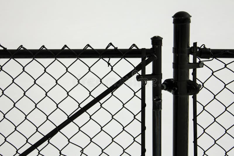 Black Gate and Fence with Sign Stock Image - Image of coloured, thank ...