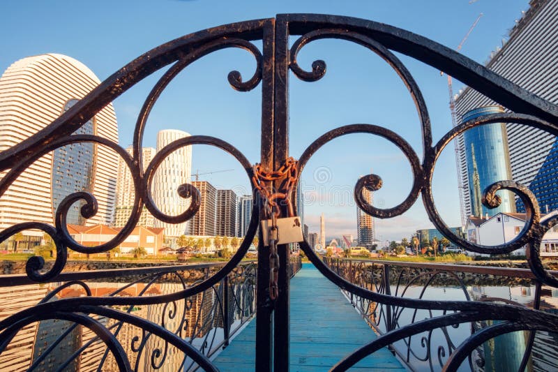Black Gate Locked with a Rusty Chain Stock Photo - Image of style ...
