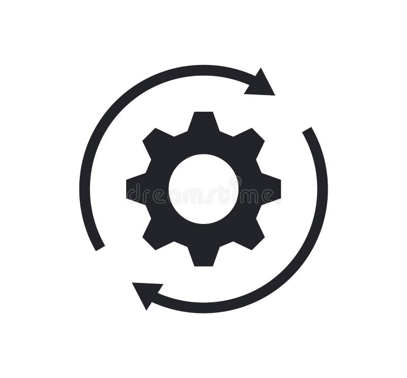 Black Gear with Arrows Icon Stock Vector - Illustration of wheel ...