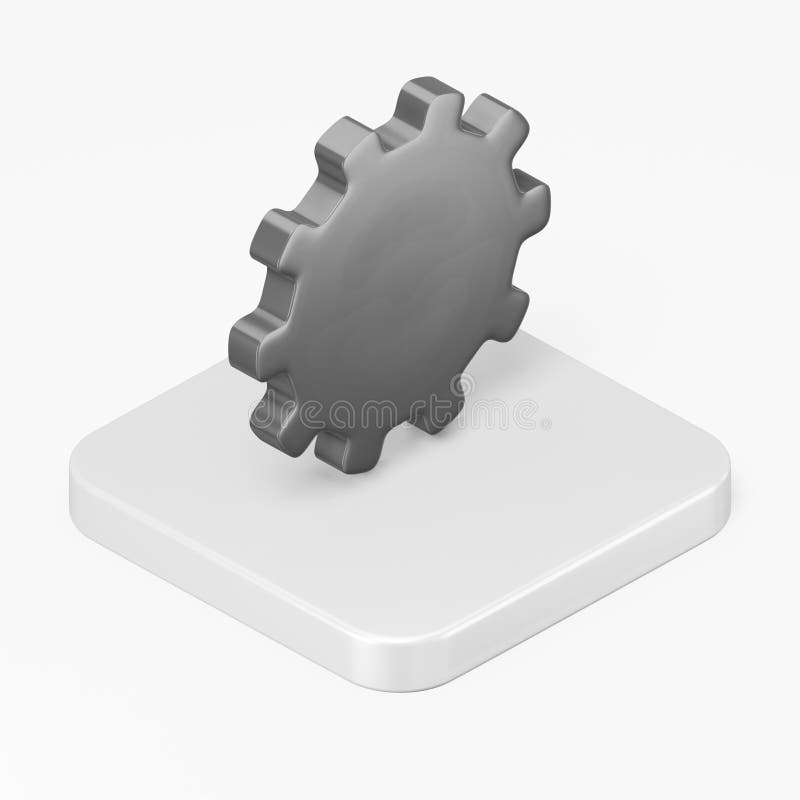 Black Gear Icon. 3d Rendering Square Button Key Isometric View, Interface Ui Ux Element Stock ...