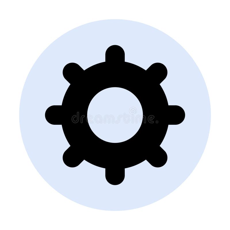 Black Gear Icon in Light Blue Circle Signifying Settings and Mechanical ...