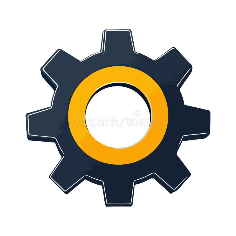 Black Gear Icon with Yellow Center. Stock Illustration - Illustration ...