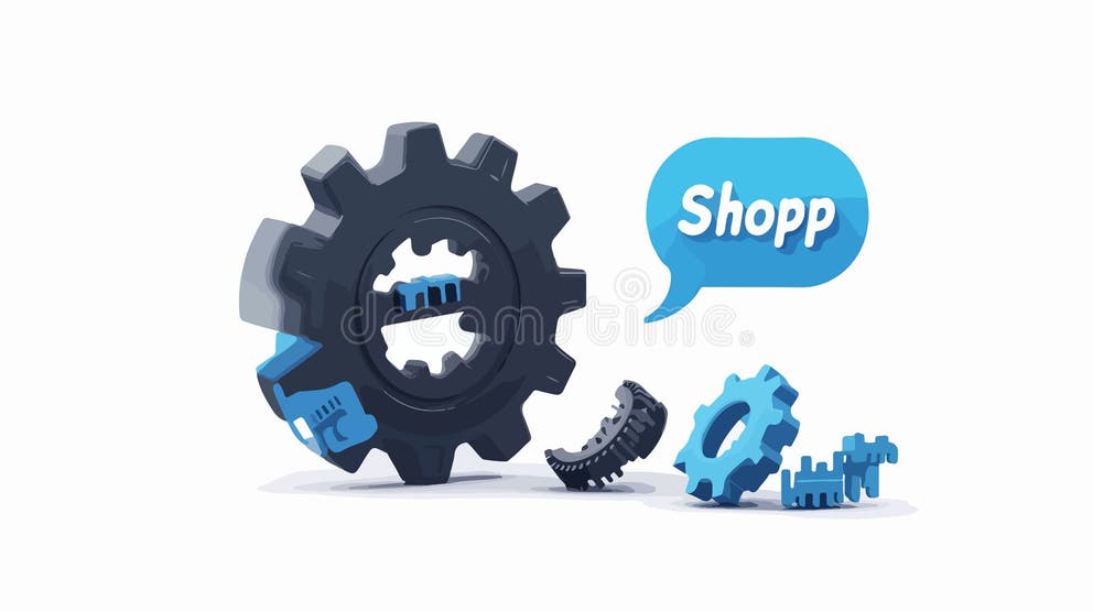 Professional Black Gear Next To Blue Coding Tags and Blue Background ...