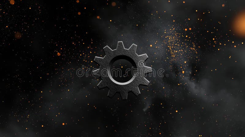 A Black Gear with a Silver Center is Floating in Space. Stock Photo ...
