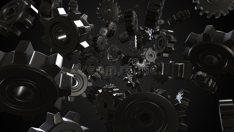 Black Gears on Black Background. Stock Illustration - Illustration of ...