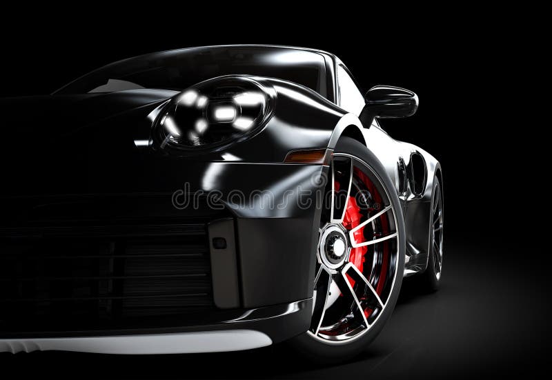 Black Generic Unbranded Sport Car in the Dark Stock Illustration ...